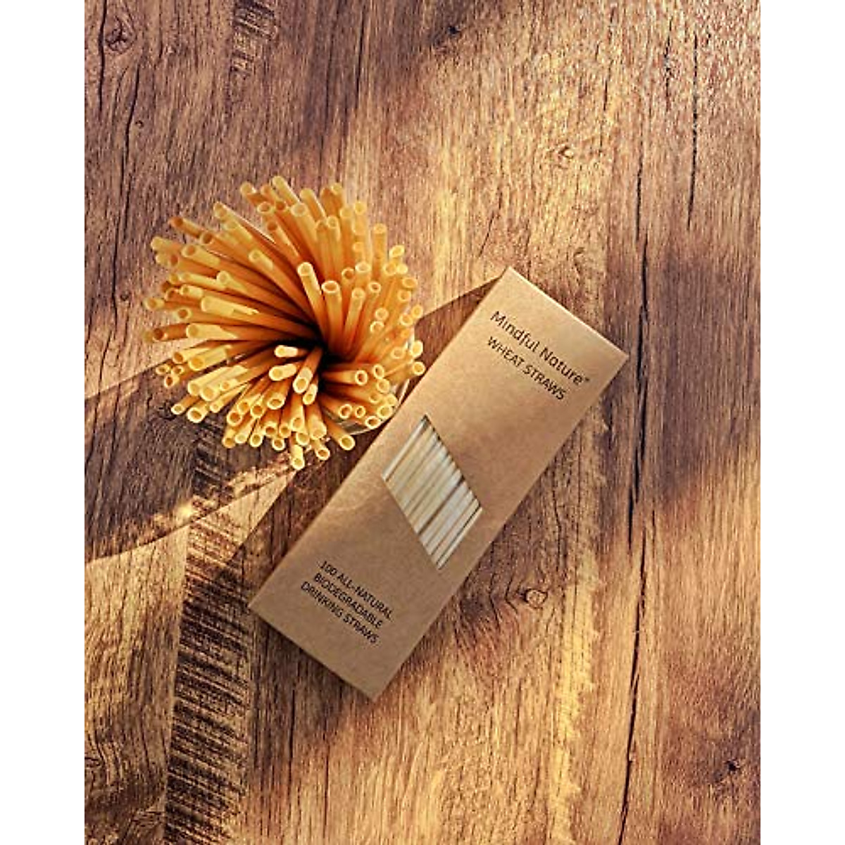 Mindful Nature® Wheat Straws - 100 All-Natural Drinking Straws - Single use, Disposable, Biodegradable, and Compostable
