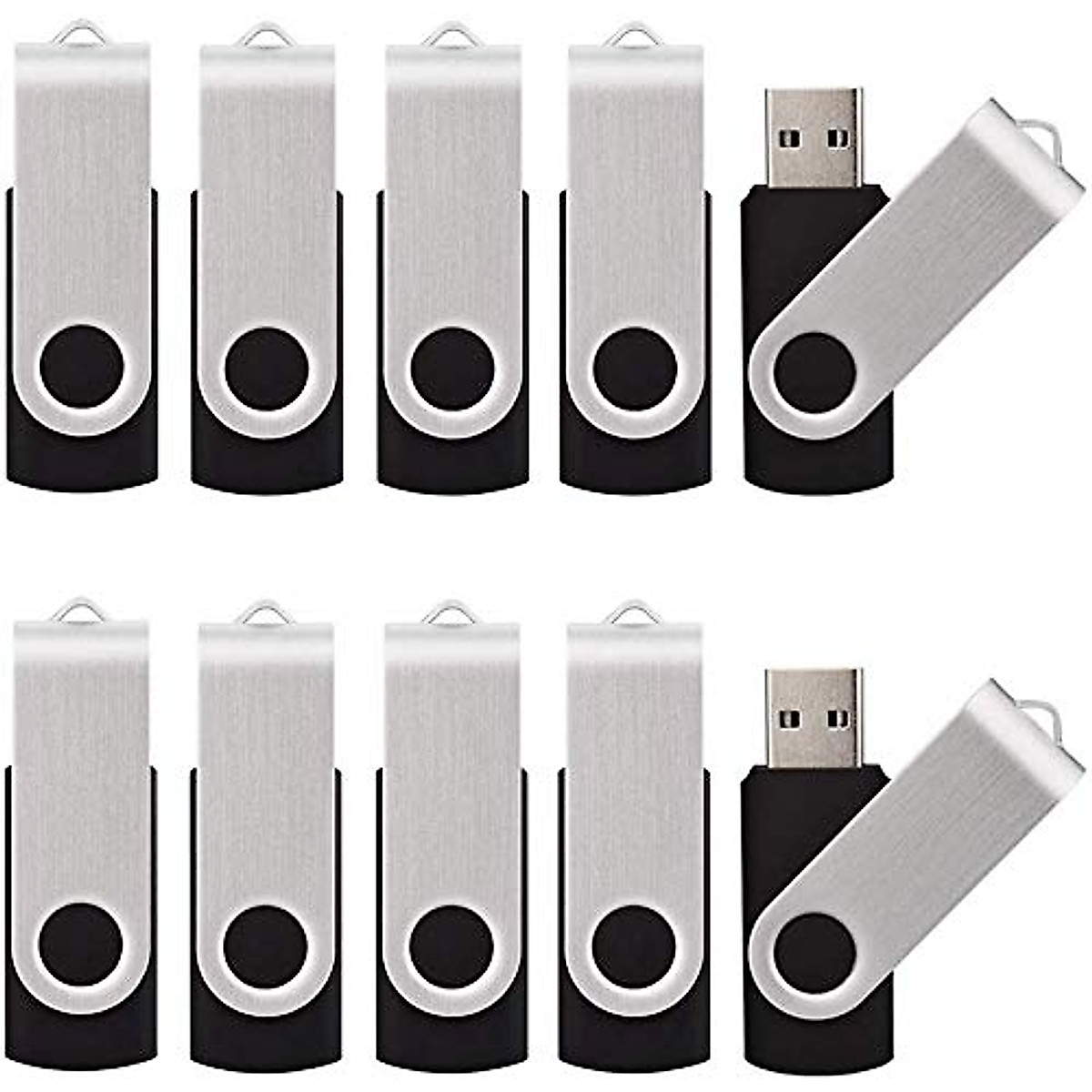 USB Bulk Flash Drives 128MB 100 Pack TOPESEL USB 2.0 Flash Drives Bulk Thumb Drive Pack Memory Stick Swivel Pen Drives (Black)