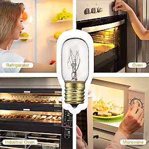40 Watt Appliance Light Bulb,High Temp Resistance Microwave Oven Bulb, E17 Indicator Intermediate Base T8 Tubular Incandescent Light Bulbs,Dimmable (Pack of 8)