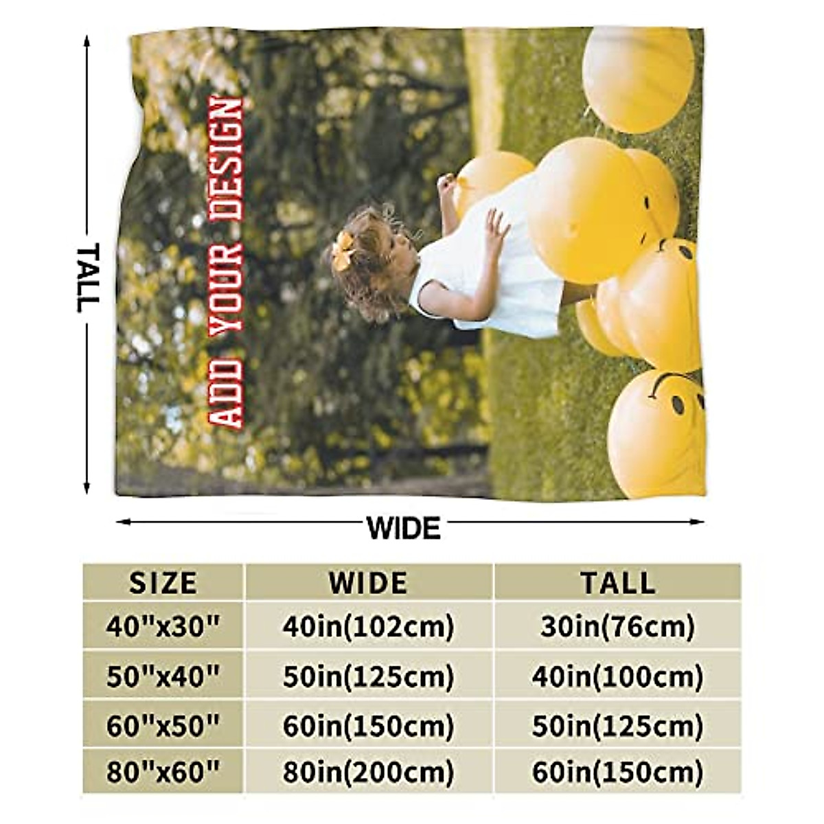 Custom Blanket with Photos Personalized Blanket Customized Throw Blanket Photos Custom Gifts for Christmas, Kids, Adults, Family Friends Lovers Dog Pets Personalized Birthday 40x30 in