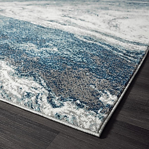 LUXE WEAVERS Abstract Wavy Marble Swirl Gray 8x10 Area Rug