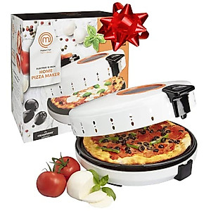 MasterChef Pizza Maker- Electric Rotating 12 Inch Non-stick Calzone Cooker -Countertop Indoor OutdoorTableTop Oven, Reheat Calzone, Quesadilla for Crisp Crust w Adjustable Temperature Control, Gift