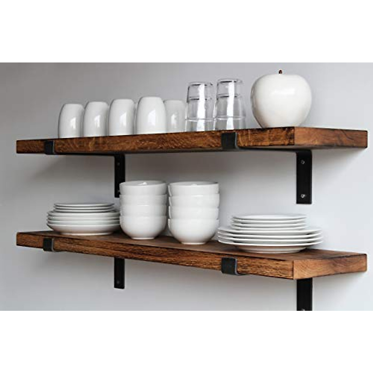 Urban Legacy Deep Shelves | Torched White Oak Hardwood with Full Brackets | High Weight Capacity