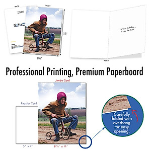 NobleWorks - Jumbo Funny Birthday Card for Men (8.5 x 11 Inch) - Bday Greeting for Dad, Husband - Senior Trike Ride J6435BDG