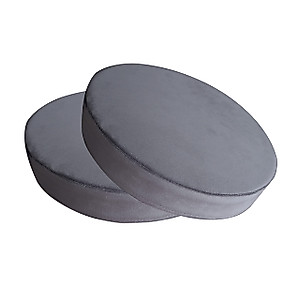 Frabury 2 Pack Round Plush Velvet Seat Cushions Office Kitchen Dining Chair Cushions Pads 14x2 Inch (Light Gray)