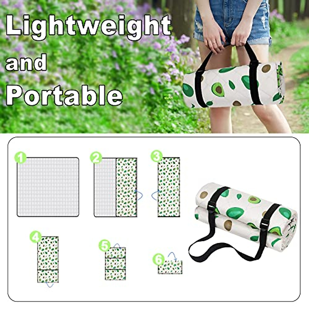 Picnic Blankets Extra Large, 79”x 77” Waterproof Foldable Beach Blanket, 3-Layer Outdoor Picnic Mat Blanket for Camping, Park, Beach, Grass