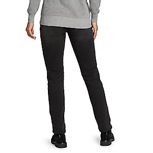 Eddie Bauer Women's Voyager Fleece-Lined High-Rise Jeans - Slightly Curvy Slim Straight, Carbon, 12