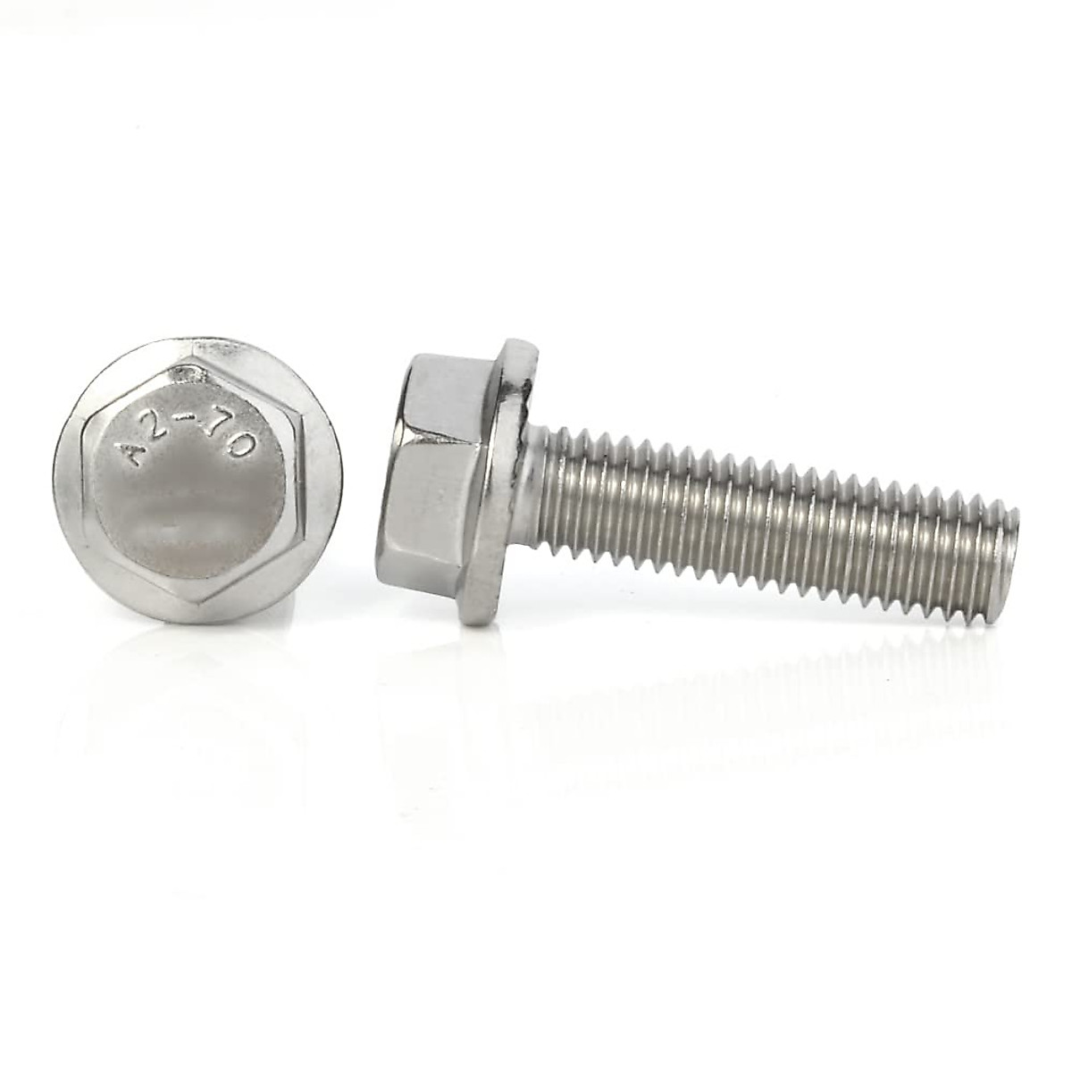 M10-1.5 x 25mm Flanged Hex Head Bolts Flange Hexagon Screws, Stainless Steel 18-8 (304), Plain Finish, DIN 6921, 10 PCS