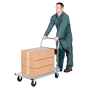 Vestil AFT-36-NM Aluminum Folding Platform Truck with Single Handle and 5" Non-Marking Polyurethane Casters, 600 lbs Capacity, 36" Length x 24" Width x 8-3/8" Height