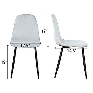 5 Pieces Dining Room Table Set for 4 - Round Glass Table - Velvet Dining Chairs - Modern Kitchen & Dining Room Sets for Dining Room, Kitchen,Dinette or Compact Space (Black Table + Light Grey Chairs)