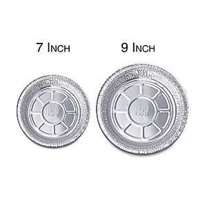 (60 Pack) Premium 7-Inch Round Foil Pans with Plastic Dome Lids l Heavy Duty l Disposable Aluminum Tin for Roasting, Baking, or Cooking