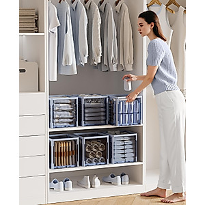 HAIXIN Collaspible Clothes Storage Cubes - Foldable Clothing Storage with Handles Open Home Storage Bins Plastic Storage Containers for Bedroom Closet Wardrobe Dormitory, 6 Pack (Blue, 10.5 Inch)