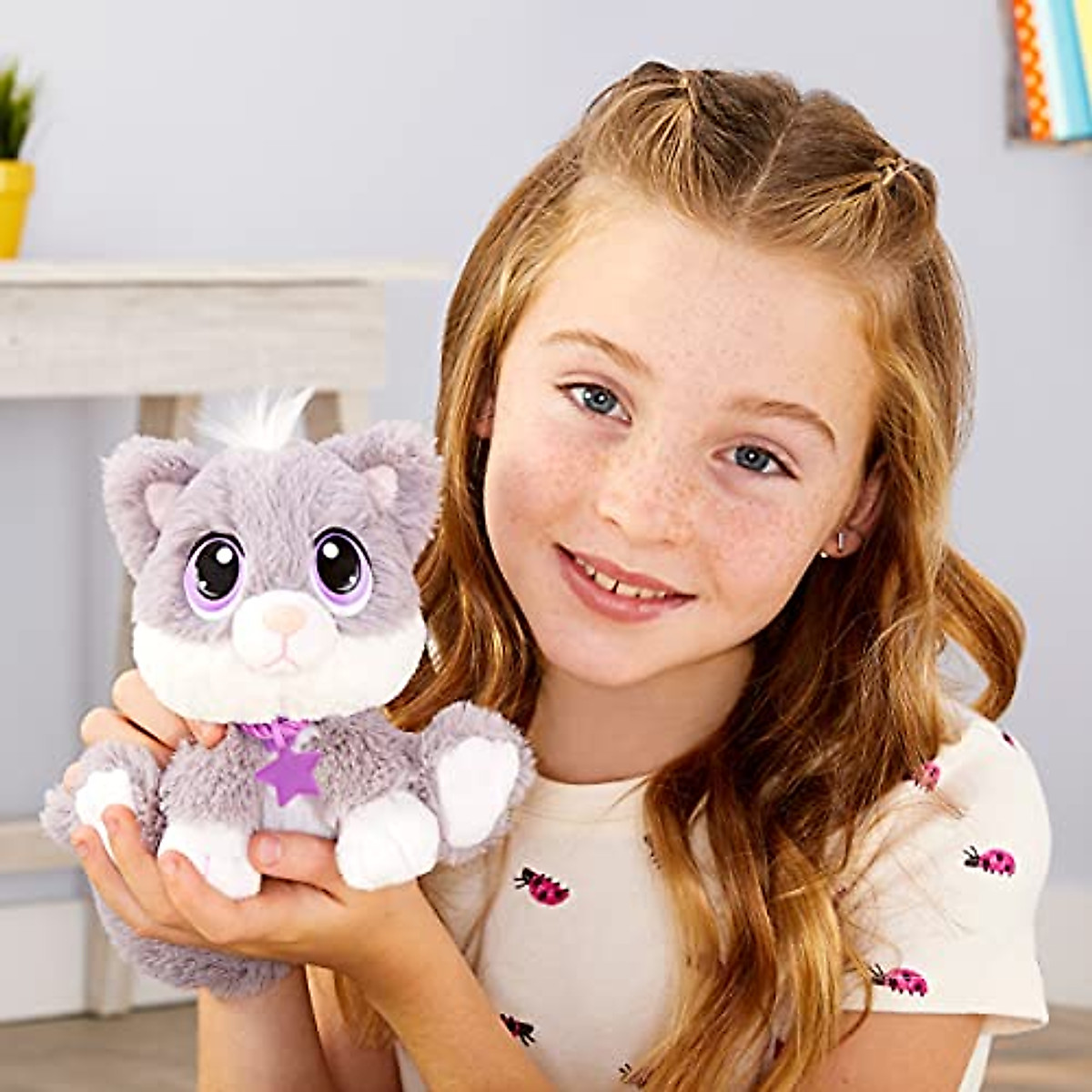 Little Tikes Rescue Tales Babies - Fluffy Kitten | Soft Cuddly Plush Pet Toy with Collar, Tag, Home, Stickers, Activities | Ages 3+