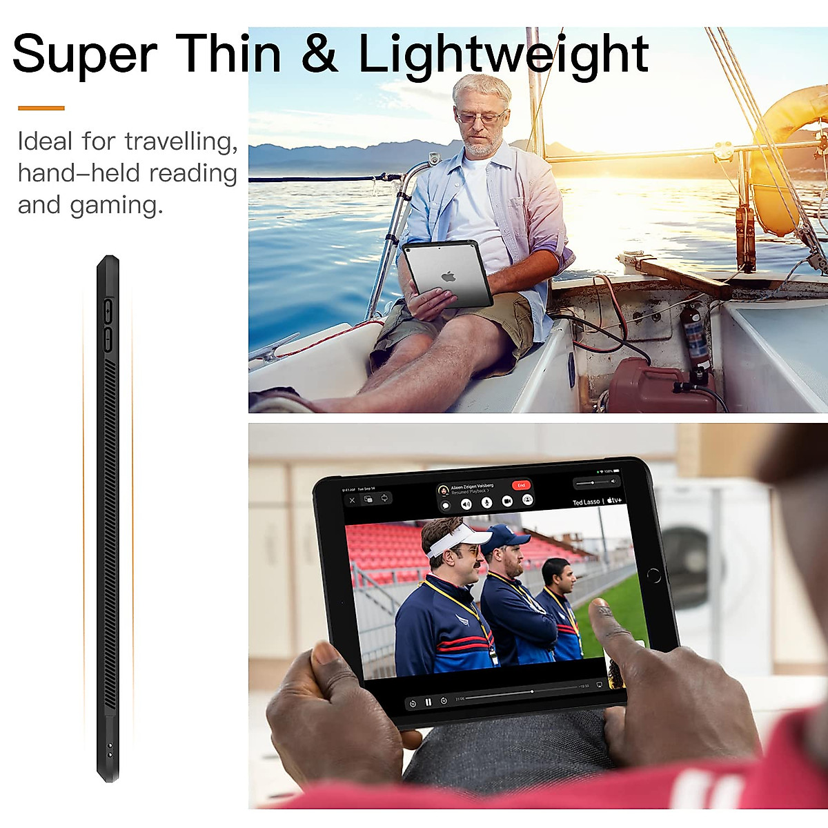 TiMOVO Case for New iPad 9th Generation 2021/8th Gen 2020/7th Gen 2019, Ultra Slim Lightweight Shock Absorbant Flexible TPU Air-Pillow Edge Protective Clear Case for iPad 10.2" case, Black