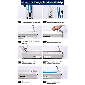 Impulse Sealer Repair Kits for LinsnField 16-inch Sealer Pros, PTFE & Width of 5-mm Heat Seal Strips, Pack of 6