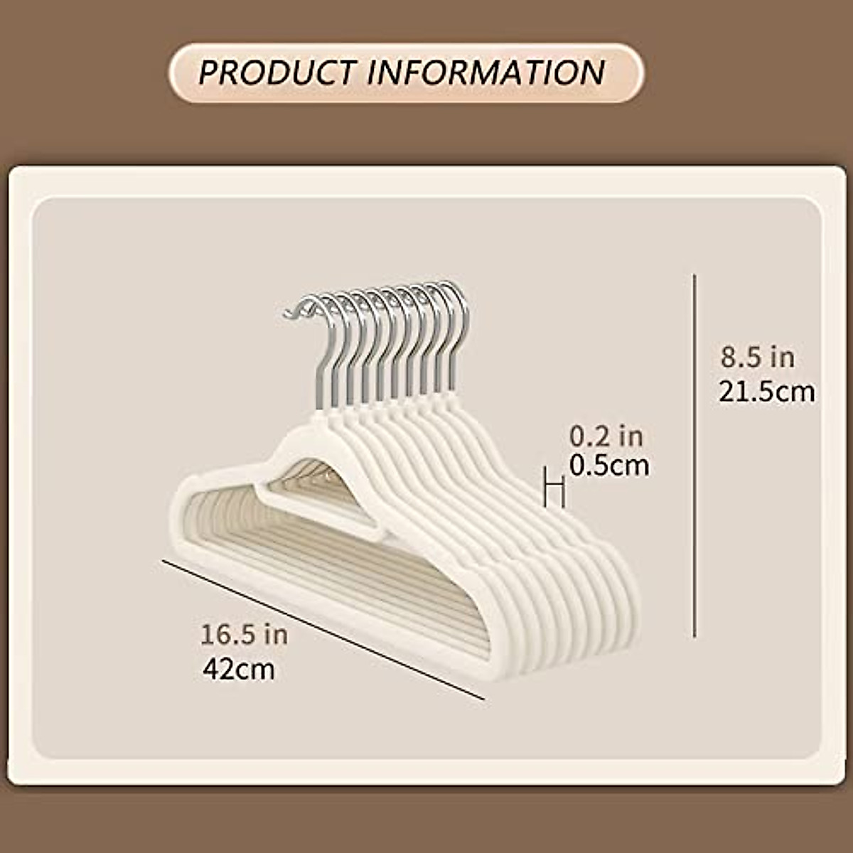 Velvet Clothing Hangers Slim Stackable Non-Slip Beige Suit Hanger Space Saving Clothes Hanger Heavy Duty Adult Hangers with 360°Swivel Hook