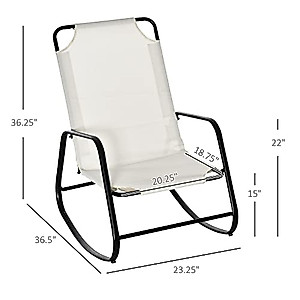 Outsunny Garden Rocking Chair, Outdoor Indoor Sling Fabric Rocker for Patio, Balcony, Porch, Cream White