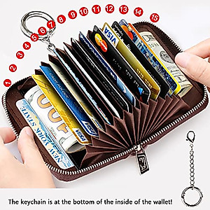 FurArt Credit Card Wallet, Zipper Card Cases Holder for Men Women, RFID Blocking, KeyChain Wallet, Compact Size