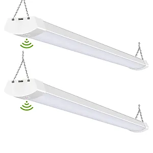 hykolity Pir Sensor 4FT 120W LED Shop Light, 12000lm(370w Equivalent), 5000K Daylight, Motion Activated, Hanging or FlushMount, with Power Cord, for Garages, Workshops, ETL, 2 Pack