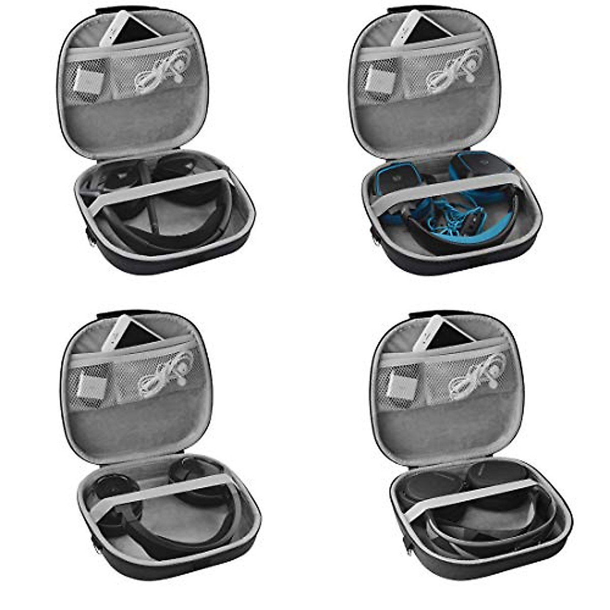 Geekria Shield Gaming Headset Case for Lay Flat Over-Ear Headphones, Replacement Hard Shell Travel Carrying Bag with Cable Storage, Compatible with SteelSeries, Logitech, JBL Headsets (Dark Grey)