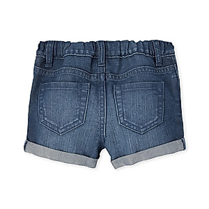The Children's Place Baby Toddler Girls Denim Shortie Shorts, Leighton Wash, 12-18 Months