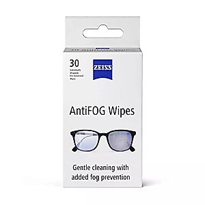 ZEISS Anti-Fog Lens Wipes, Pre-Moistened, Individually Wrapped Defogger Wipes for Coated Lenses, Binoculars, Scopes, Cameras, and Glasses, 30 Count