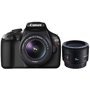 Canon Digital SLR Camera EOS Kiss X50 with Lens KIT EF-S18-55mm F3.5-5.6 IS II + EF50mm F1.8 II (Black) - International Version (No Warranty)
