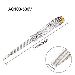 uxcell Voltage Tester AC 100-500V with 3mm Slotted Screwdriver with Clip for Circuit Test, Clear, Pack of 3
