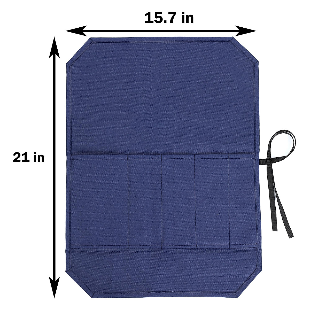 Chef Knife Roll, Heavy Duty 16OZ Waxed Canvas Knife Roll, 5 Slots Knife Bag with Professional Cut Resistant Fabric, Blue (21"L x 15.5"W)