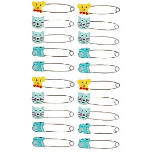 Toddmomy 20pcs Safety Brooch Pin Heavy Duty Blanket Pins Animal Badge Pin for Diaper Laundry Safety Pin