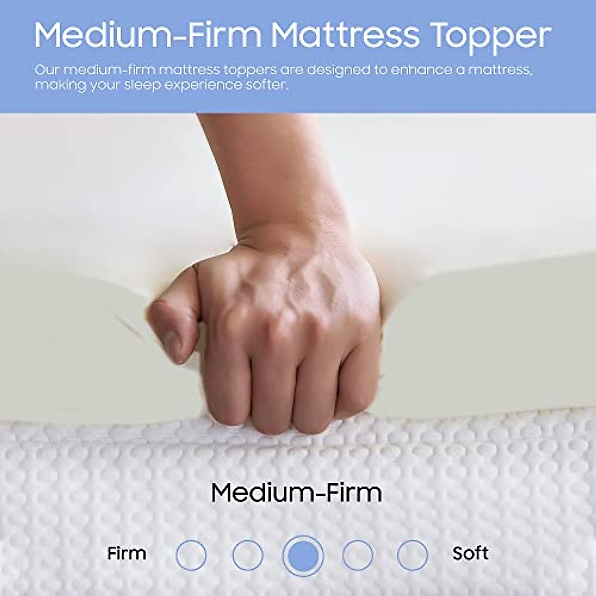 GREATON Breathable 1-inch Foam Mattress Topper with Perfect Body Support | Comfortable Mattress Topper for Ultimate Relaxation, Improves Back Pain, Heavy-Duty Structured Toppers, Twin, White