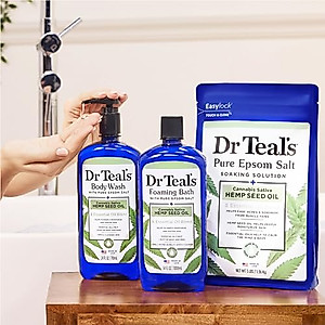 Dr Teal's Body Wash with Pure Epsom Salt, Cannabis Sativa Hemp Seed Oil, 24 fl oz (Pack of 2) (Packaging May Vary)
