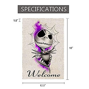 Bysincy Garden Flag Double Sided Burlap,Welcome Quotes House Yard Decoration, America Patriotic Rustic Seasonal Outdoor Yard Flags 12.5 x 18 Inch (Halloween Jack)