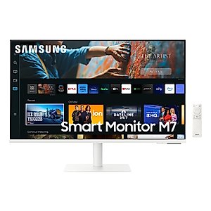 SAMSUNG 32-Inch M70C Series UHD Smart Computer Monitor w/Streaming TV, Gaming Hub, Adjustable Stand, Remote PC Access, Slimfit Camera, Multiple Ports, Mobile Connectivity, LS32CM703UNXZA, White