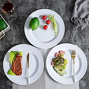 Melamine Dinner Plates Set - 10 3/4 Inch White Melamne Plates, 6pcs Dinner Dishes Set for Everyday Use, Dishwasher Safe,Unbreakable,White