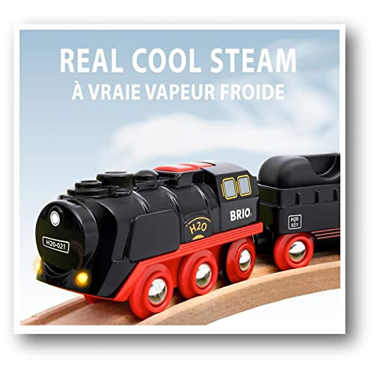 Brio World 33884 Battery-Operated Steaming Train | Toy Train with Light and Steam Effects for Kids Age 3 and Up, Black