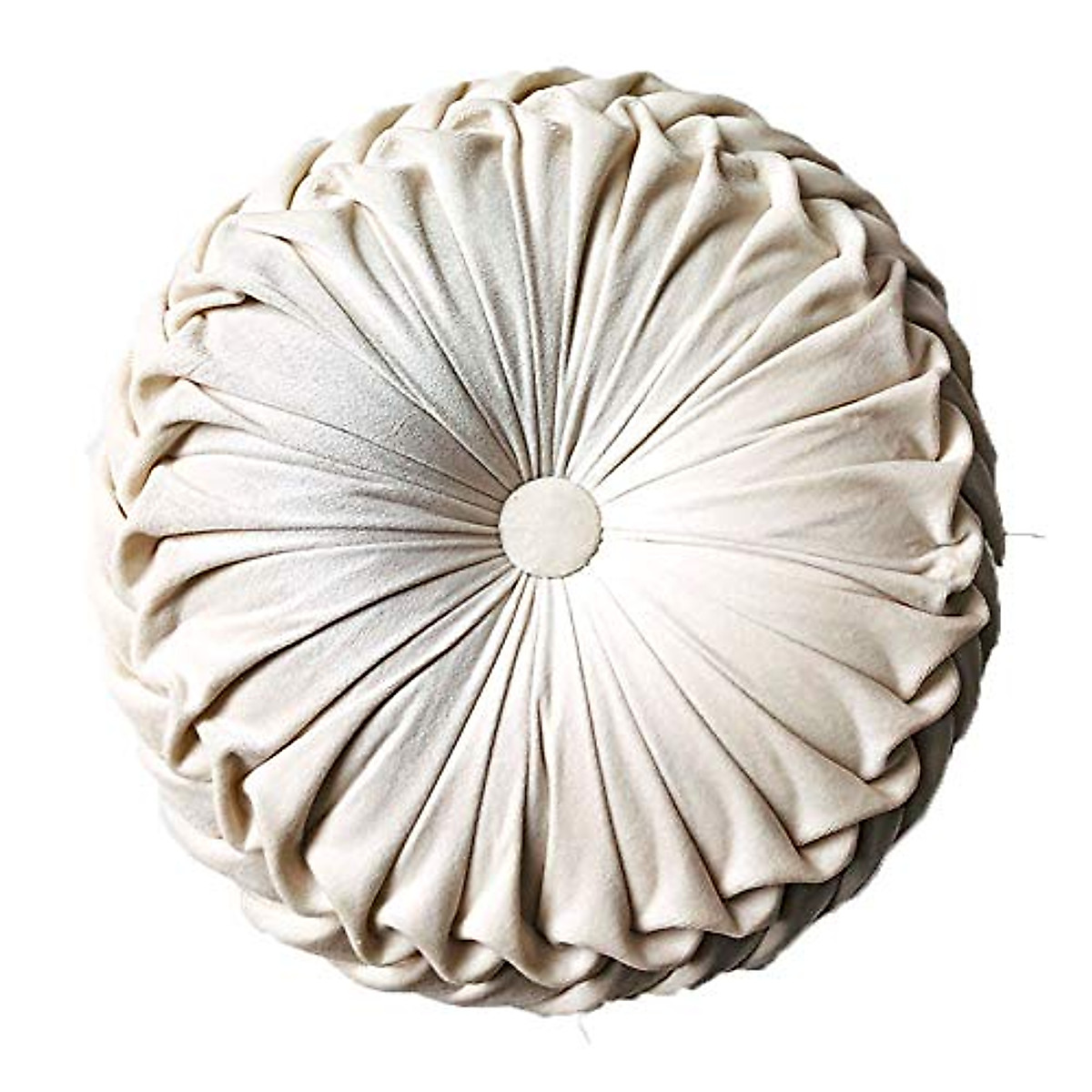 Elero Round Pillow Pumpkin Velvet Throw Pillow Floor Pillow Cushion for Home Sofa Bed Car Decor Ivory