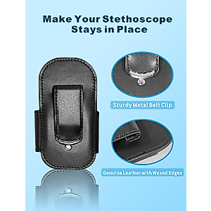 CaseLeather Stethoscope Holder, Genuine Top-Grain Leather | Strong & Durable | Magnetic Closure - Easy Access | for Doctors, Nurses, Adult (Black)
