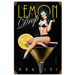 Maizeco Lemon Drop Vintage Metal Tin Signs 8 x 12 Inch for Restaurants Shop Indoor Home Wall Decor Sign Plaque Poster Sexy