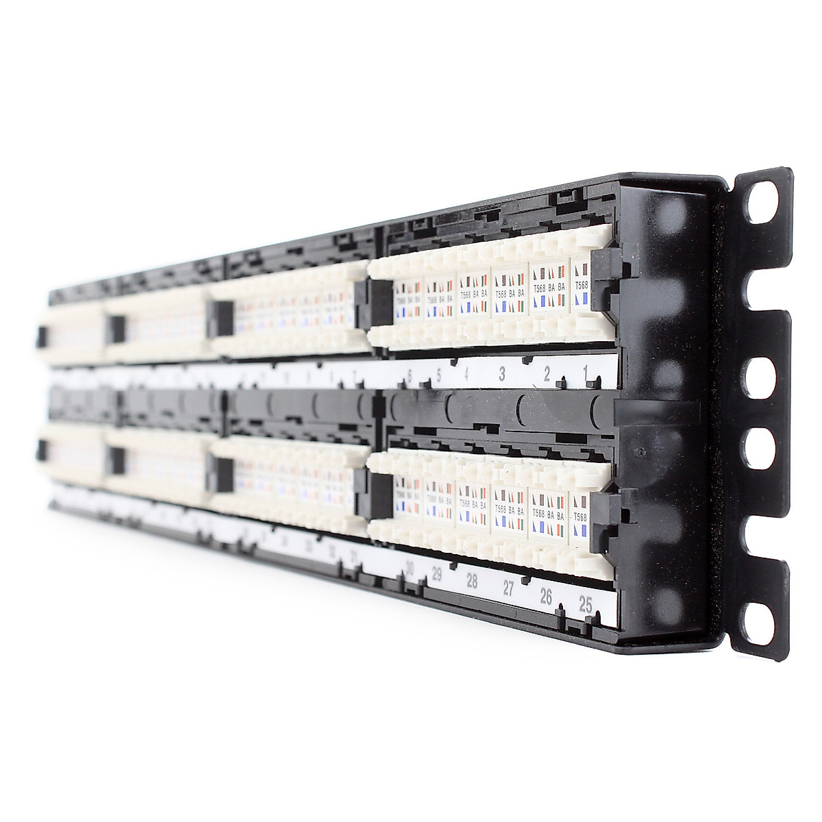 Panduit DP485E88TGY Category-5E 48-Port Flat Punchdown Patch Panel, Black