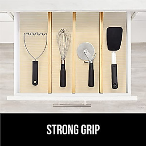 Gorilla Grip Ribbed Drawer and Shelf Liner for Cabinet, Non Adhesive Waterproof Protection for Kitchen, Strong Grip, BPA Free Plastic Liners for Cabinets, Bathroom Cupboard Drawers, 17.5x20, Clear