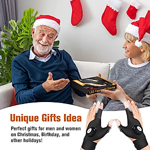 Jasee Led Flashlight Gloves, Gifts for Men Him Dad Husband, Cool Gadgets for men Hands-Free Waterproof Gloves for Night Fishing, Running, Camping, Men Gifts for Birthday Father's Day