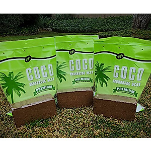 Coco Coir Bricks 5.5 Lbs Pack 3 Coco Bricks RHP Cert pH Balance Buffered Washed Organic Coconut Fiber Soil Compressed Coco Peat Block Indoor Outdoor Plant Flower Vegetable Garden 3 Hydrate/Storage Bag