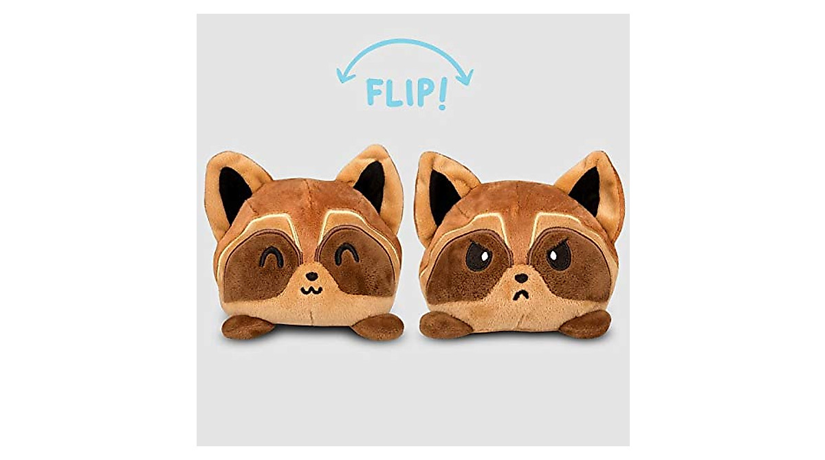TeeTurtle Reversible Raccoon Plushie - Express Your Mood