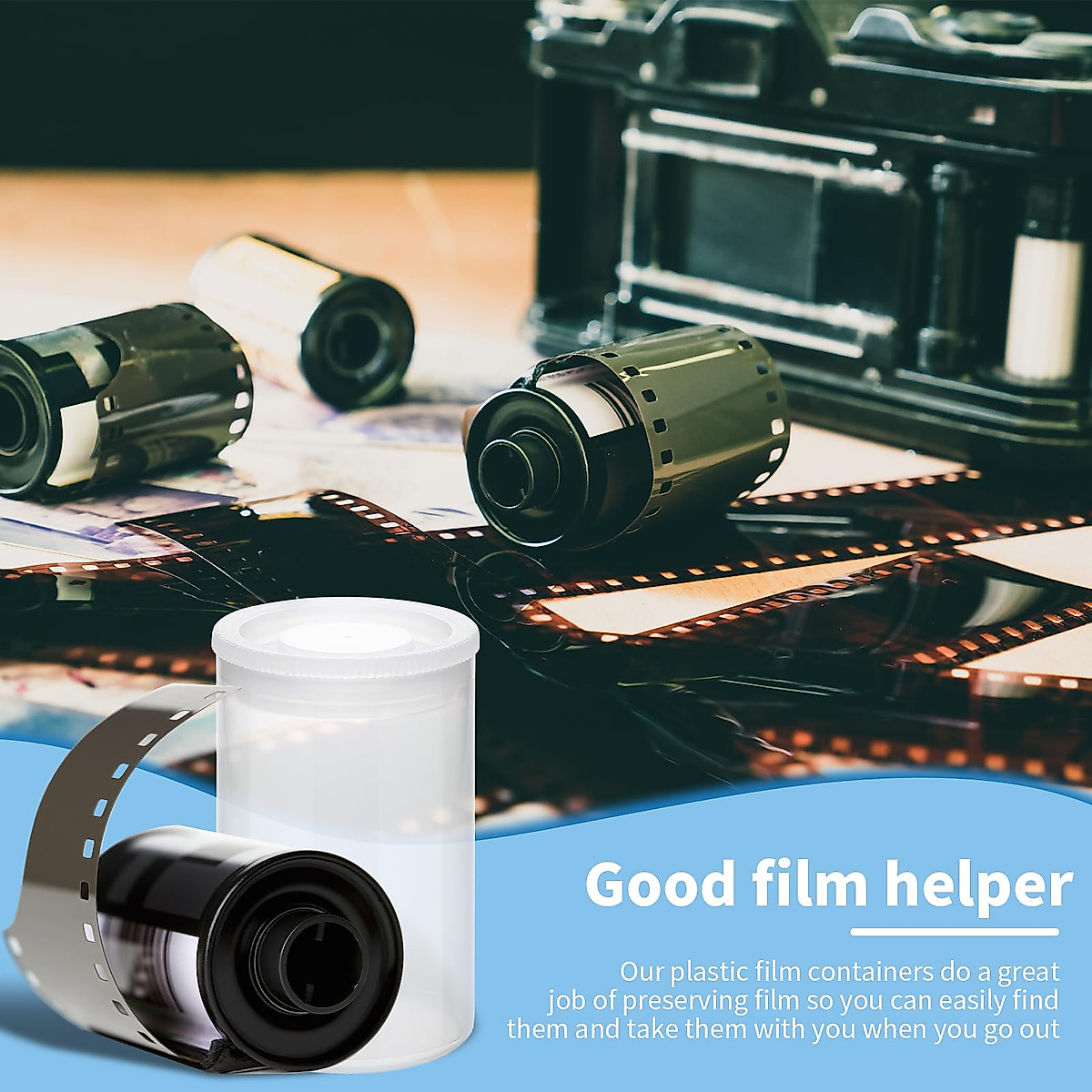 120 Pieces Film Canisters with Caps 35 mm Plastic Empty Camera Reel Storage Containers Case with Lids for Small Accessories Rockets Experiment Fish Hook Film Keys Coins Art Beads (Clear)