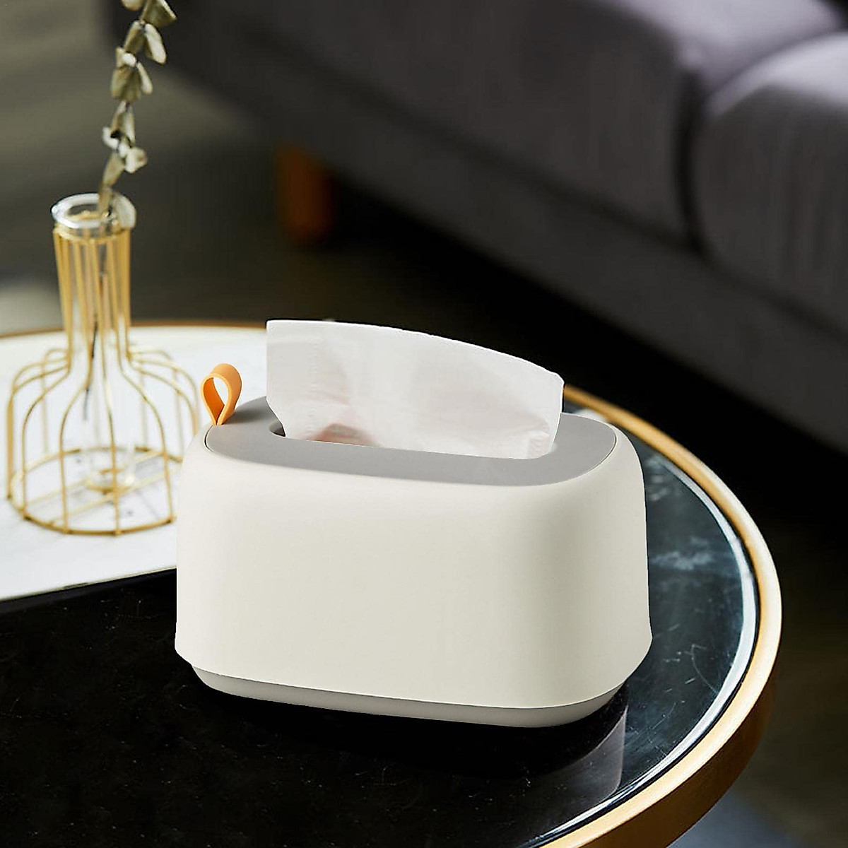 AKOYA Wicker Collection Wet Wipes Dispenser Holder - Wall-Mounted Wet Tissue Box Baby Wipes Box Home Office Desk, Dorm, Kitchen, Washroom, White, 20.2*10.5*13.2cm/7.95*4.13*5.20inch