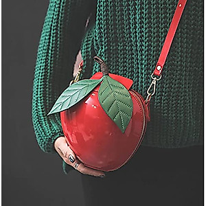 123Arts Fashion Apple Shape PU Leather Handbag Cartoon Shoulder Bags Purse - Red / Green, 191910cm