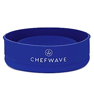 Chefwave Silicone Popcorn Popper (Dark Blue) - Reusable, Collapsible Microwave Popcorn Bowl - Dishwasher Safe