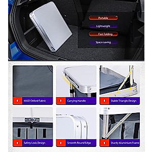 Nice C Folding Table Height Adjustable, Camping Table, Storage Kitchen Table, Lightweight Aluminum, with Carry Handle for Outdoor, Beach, BBQ, Picnic, Cooking, Festival, Indoor, Office