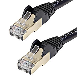 StarTech.com 6ft CAT6a Ethernet Cable - 10 Gigabit Shielded Snagless RJ45 100W PoE Patch Cord - 10GbE STP Network Cable w/Strain Relief - Black Fluke Tested/Wiring is UL Certified/TIA (C6ASPAT6BK)
